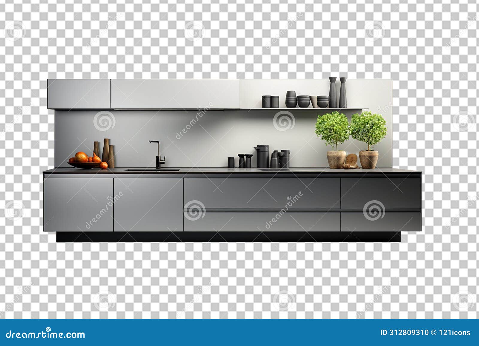 Aluminium Kitchen Profile on Transparent Background Stock Photo ...