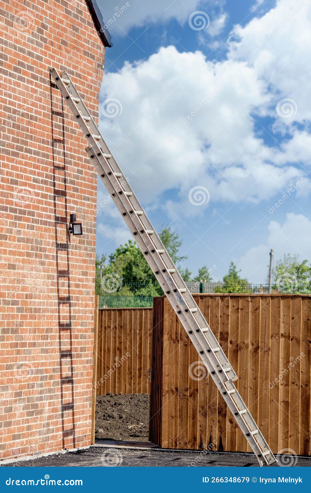 Ladder Leaned Against The Wooden Fence Stock Image | CartoonDealer.com ...