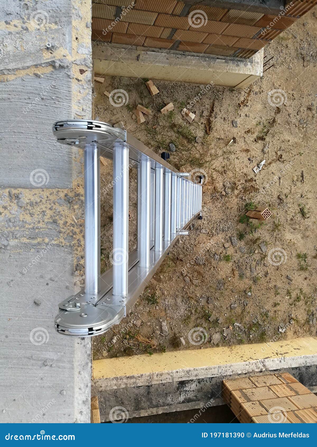 Aluminium Ladders Close Up in Construction Site Stock Photo - Image of ...