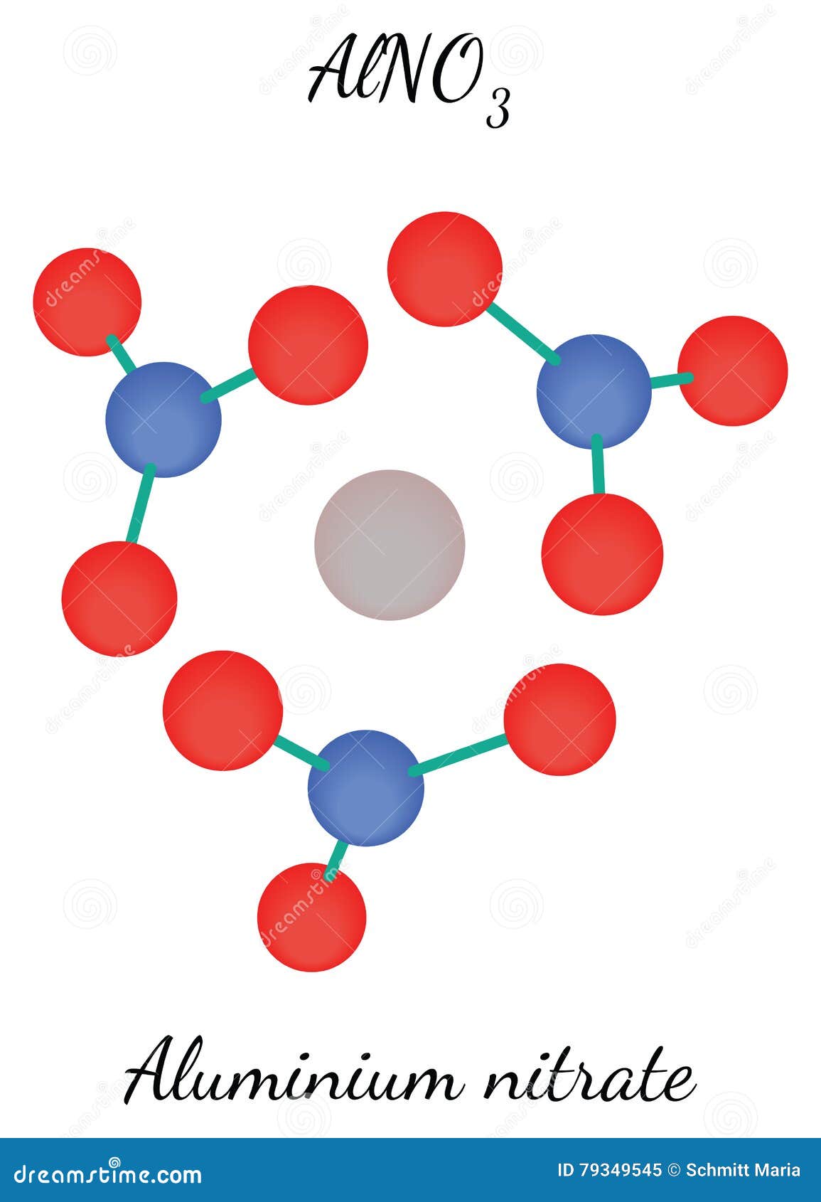 Aluminium Nitrate AlNO3 Molecule Stock Vector - Illustration of element ...