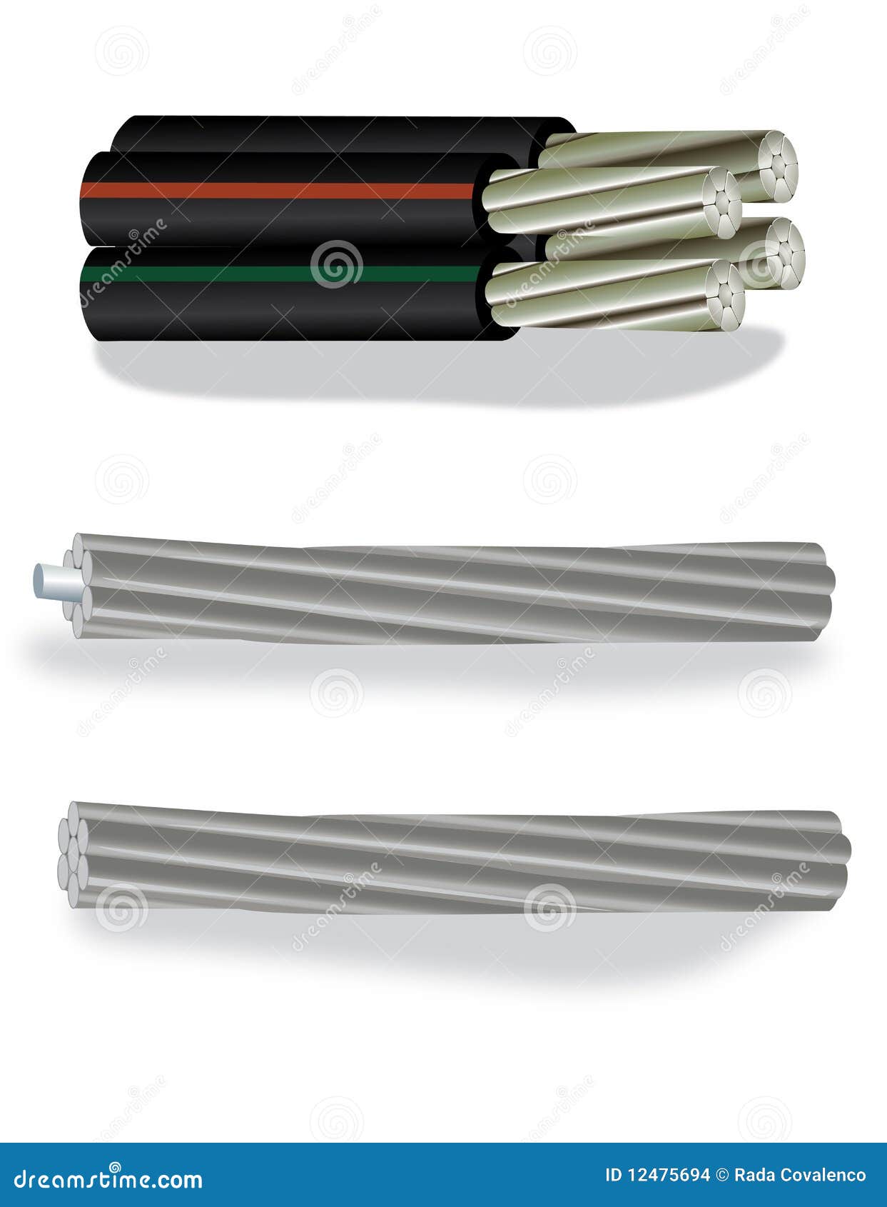 Aluminium power cables stock vector. Illustration of power - 12475694