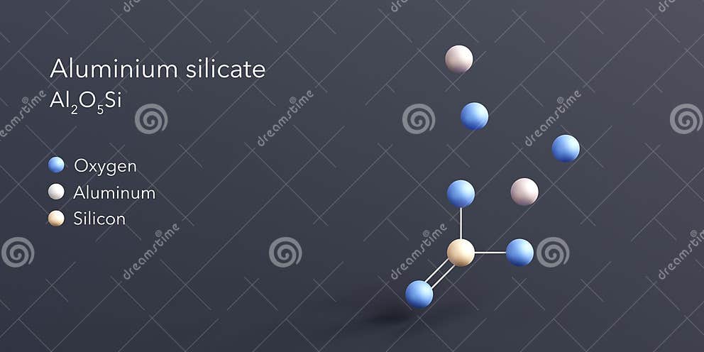 Aluminium Silicate Molecule 3d Rendering, Flat Molecular Structure with ...