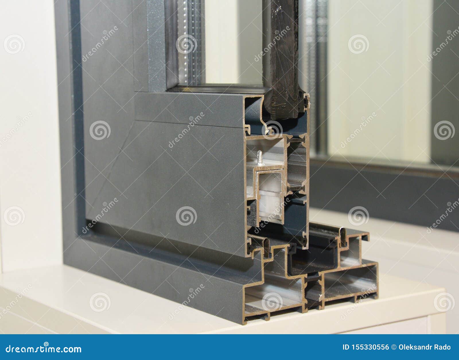Aluminium Window Frame Profile. Energy Efficient Windows Cross Section ...