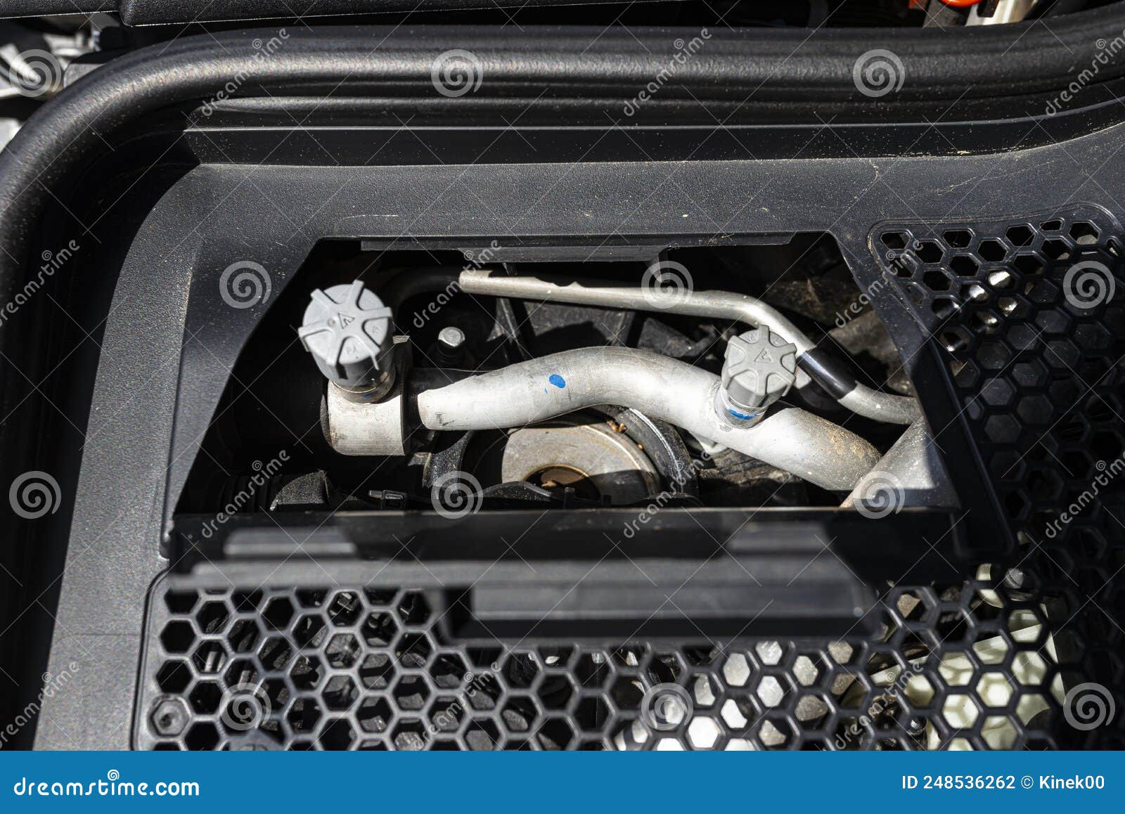 Aluminum Air Conditioning Tubes with a Cap, Located in the Diesel ...