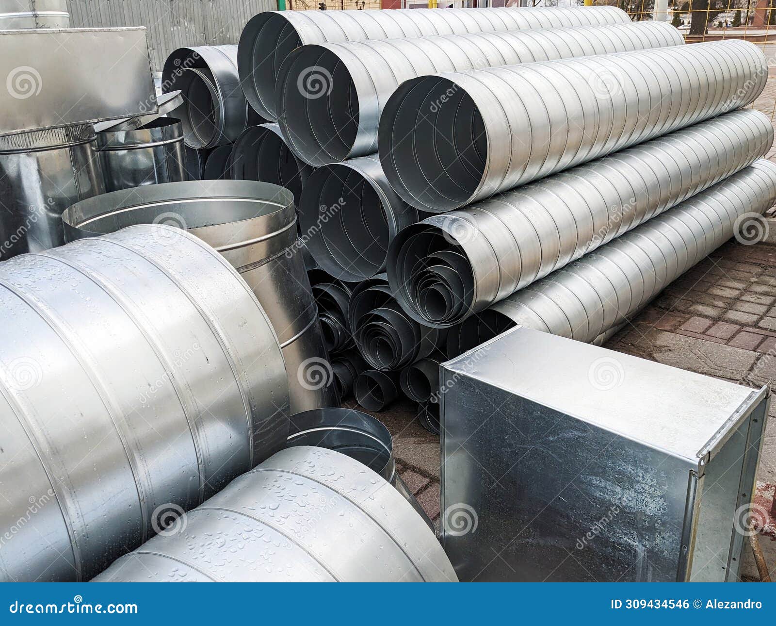 Stack of Aluminum Ribbed Ventilation Tubes Stock Photo - Image of ...