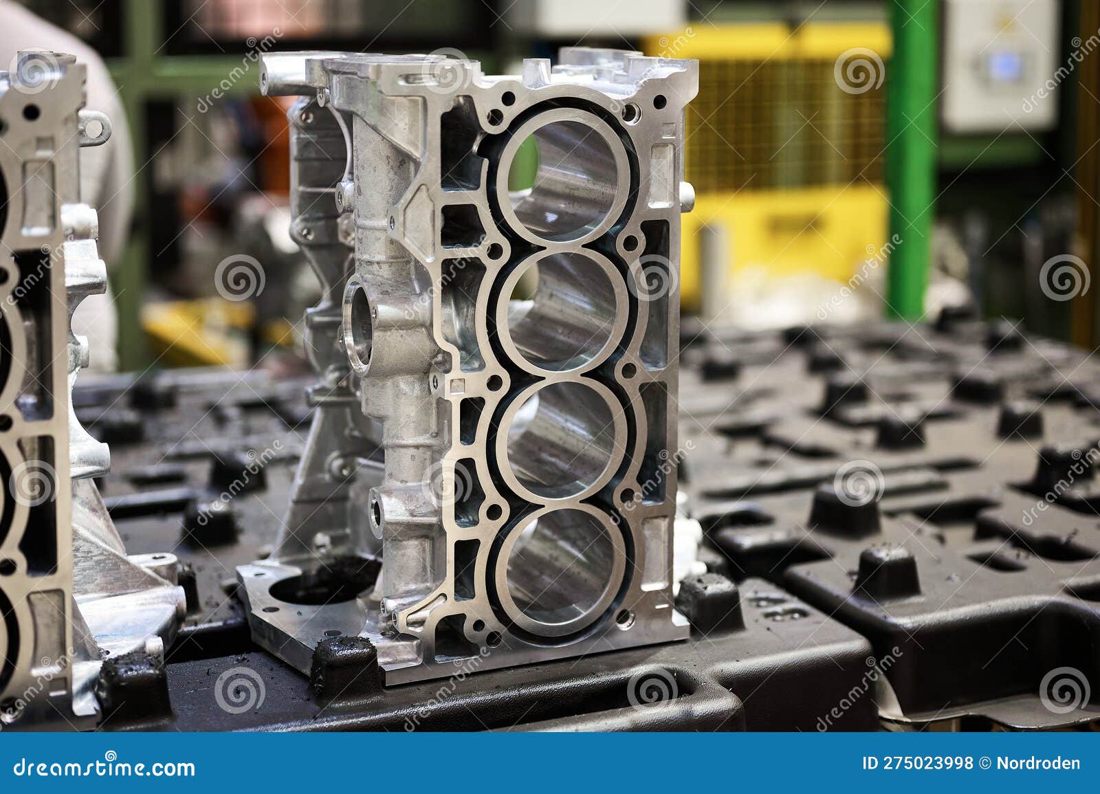 Aluminum Blocks of Cylinders of an Automobile Engine. the Cylinder ...
