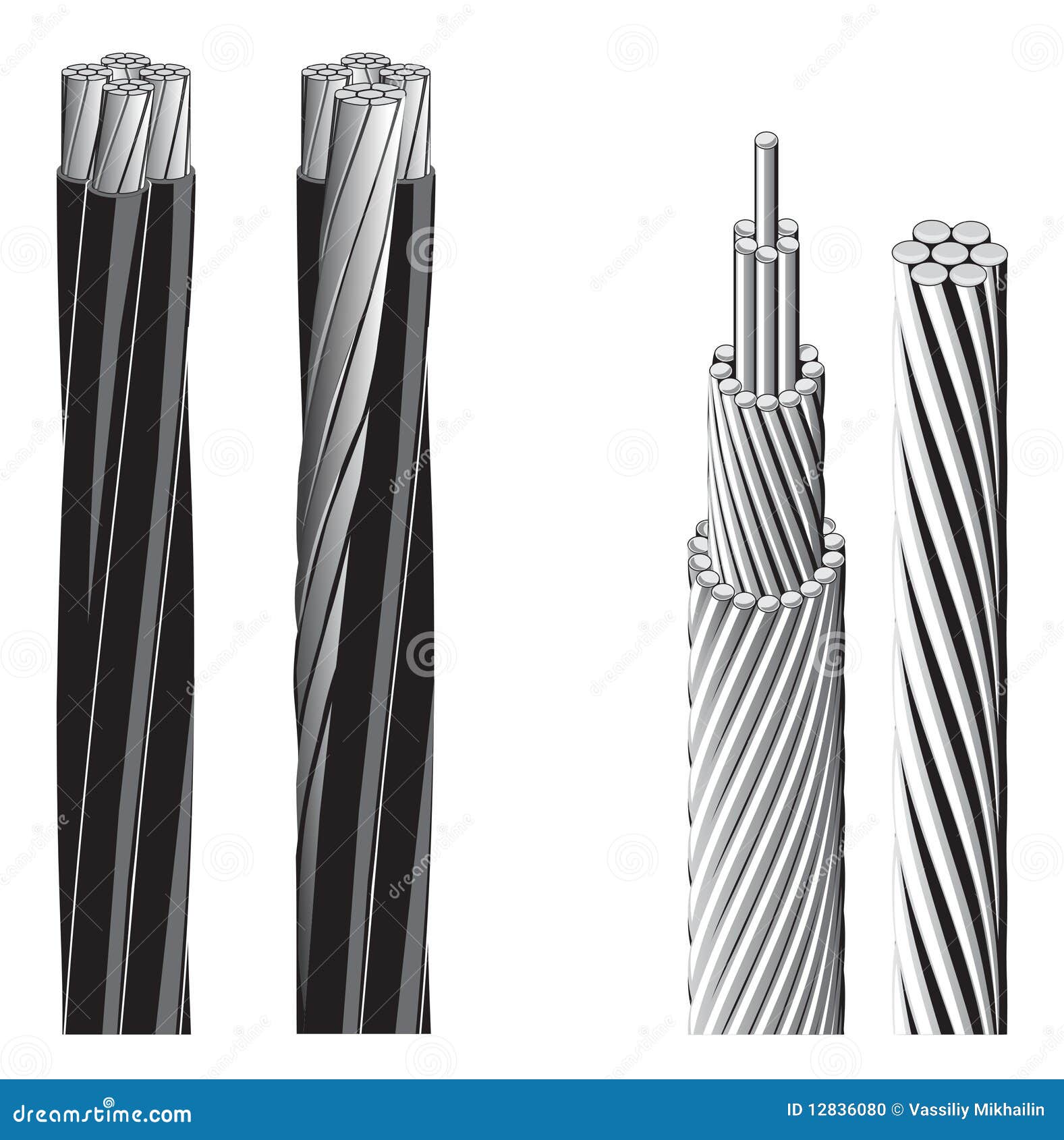 Aluminum Cable stock vector. Illustration of gray, industry - 12836080