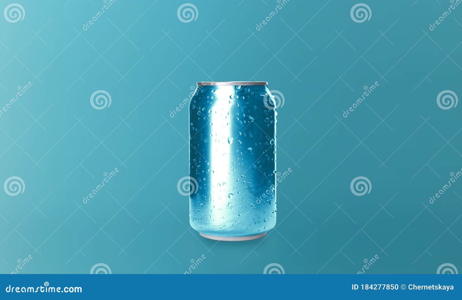 Aluminum Can with Drink on Blue Background Stock Photo - Image of ...