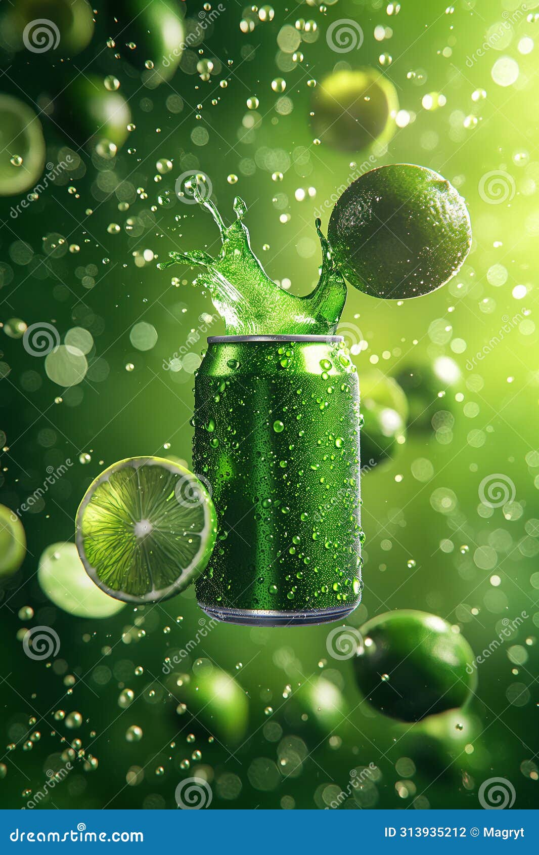 Aluminum Can With Refreshing Cold Sparkling Fruit Citrus Juice Drink Product Mockup Of A Soda