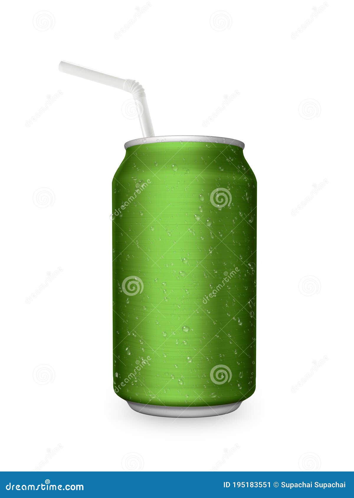 Aluminum Can with the Ring Pull and Straw. Isolated on a White Stock ...