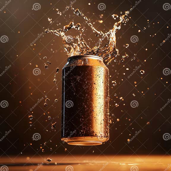Aluminum Can with Water Splash Stock Illustration - Illustration of ...