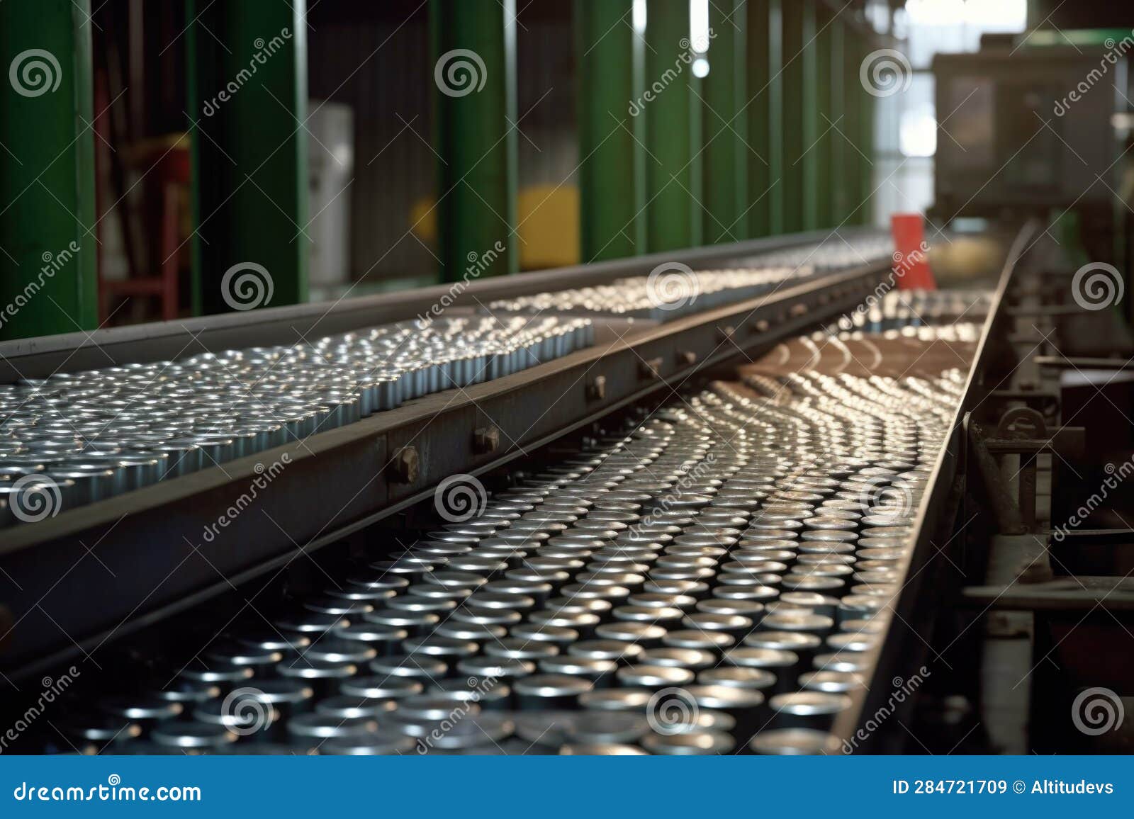 Aluminum Cans on a Conveyor Belt for Production Stock Image - Image of ...