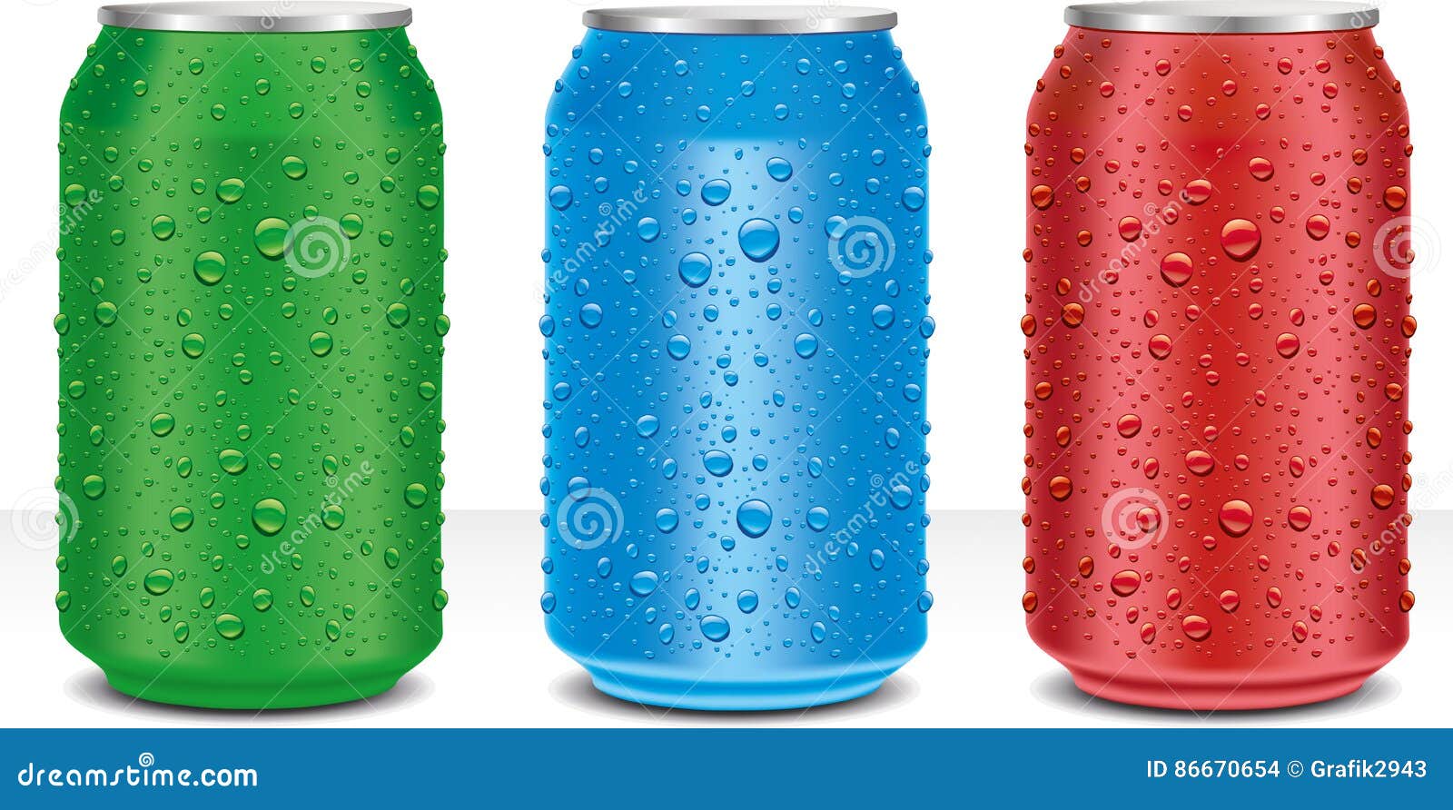 Aluminum Cans in Red,green,blue with Fresh Water Drops Stock Photo ...