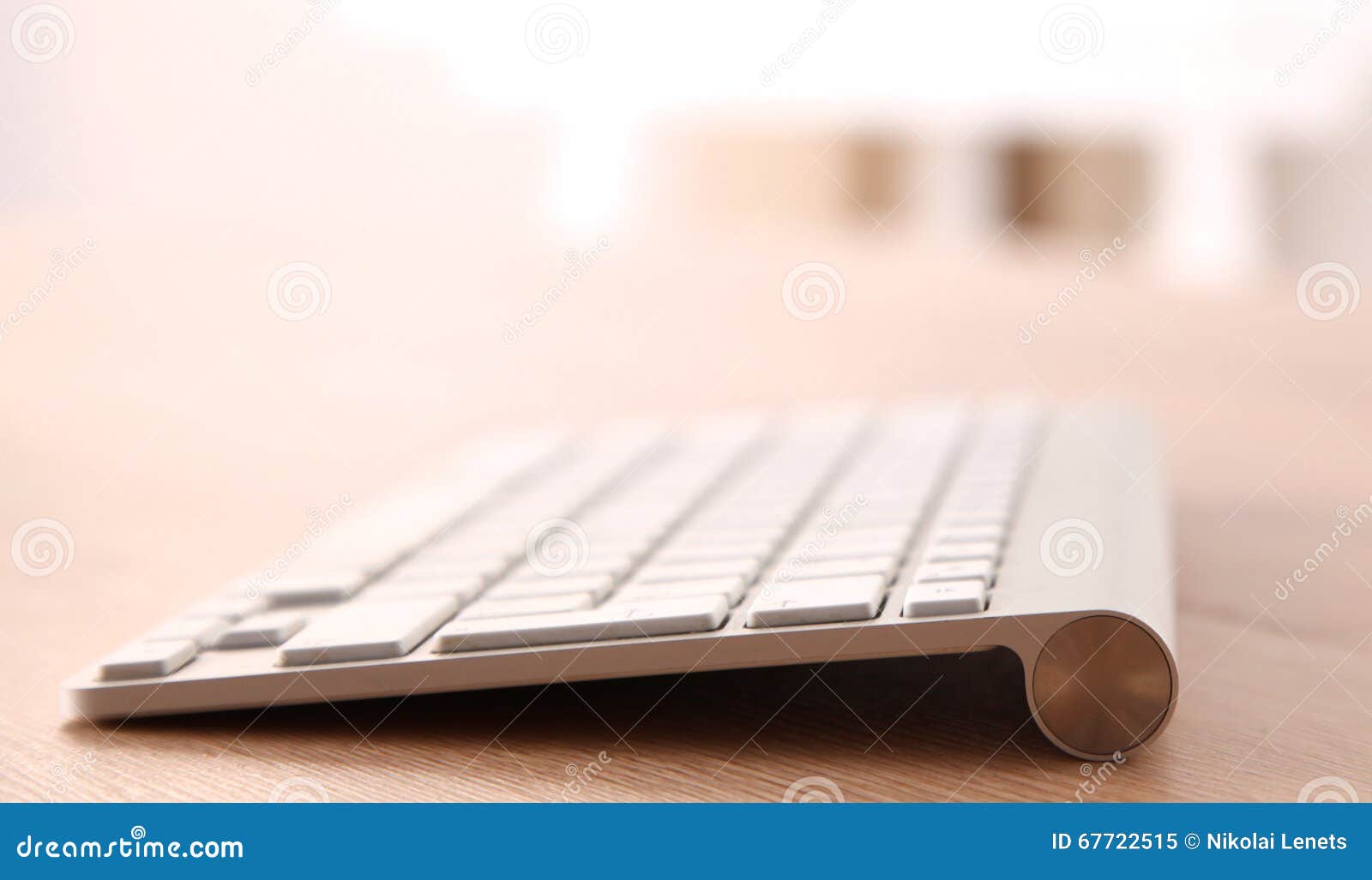 Aluminum Computer Keyboard on Table Stock Image - Image of enter ...