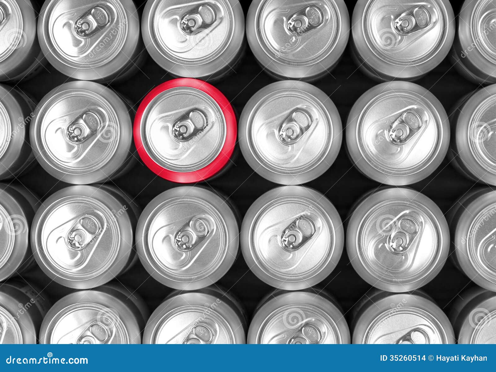 Aluminum Drink Cans and One Red Can. Stock Photo - Image of recycle ...