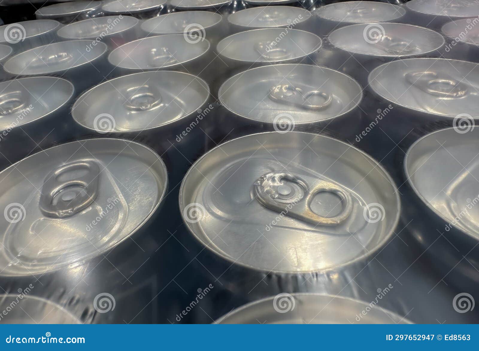 Aluminum Drink Cans Wrapped in Plastic from Above Stock Image - Image ...