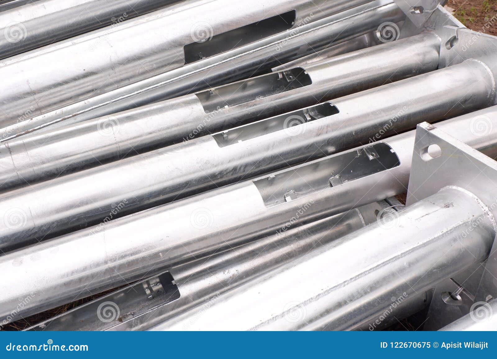 Aluminum Electricity Post Pipes for Construction. Stock Image - Image ...