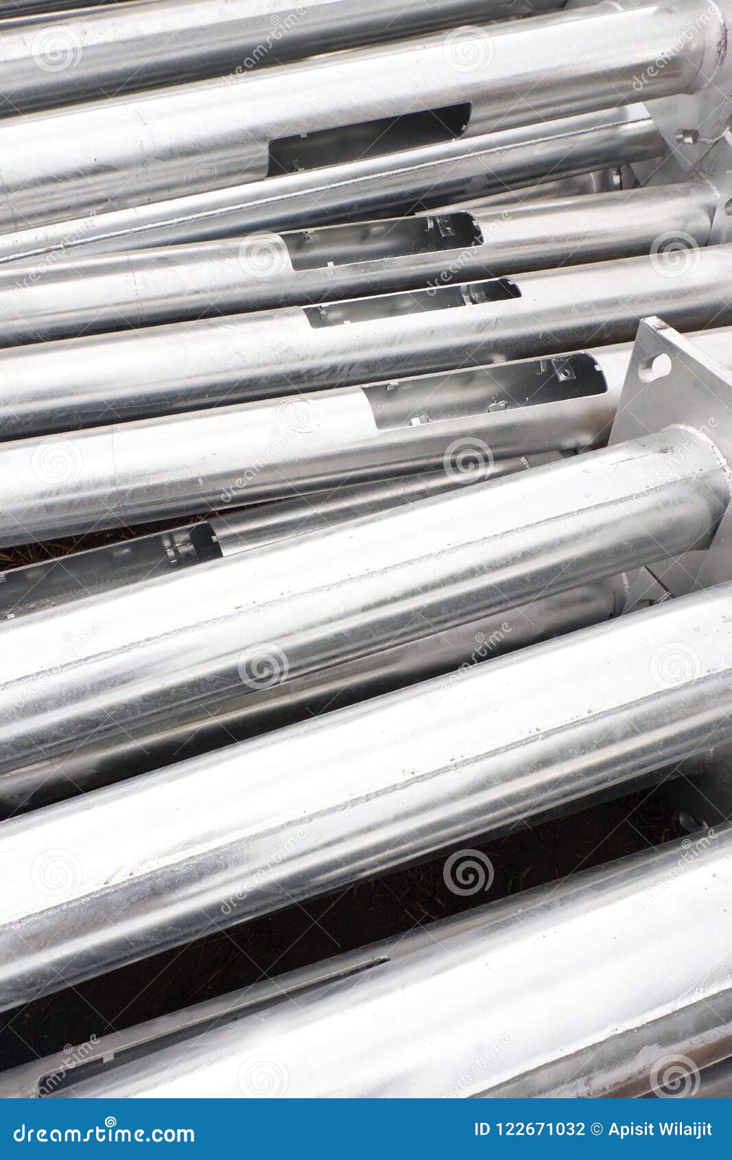 Aluminum Electricity Post Pipes for Construction. Stock Photo - Image ...