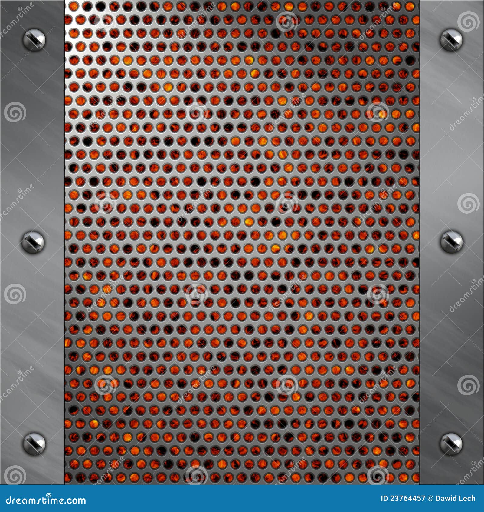 Aluminum Frame and Perforated Metal with Lava Stock Image - Image of ...