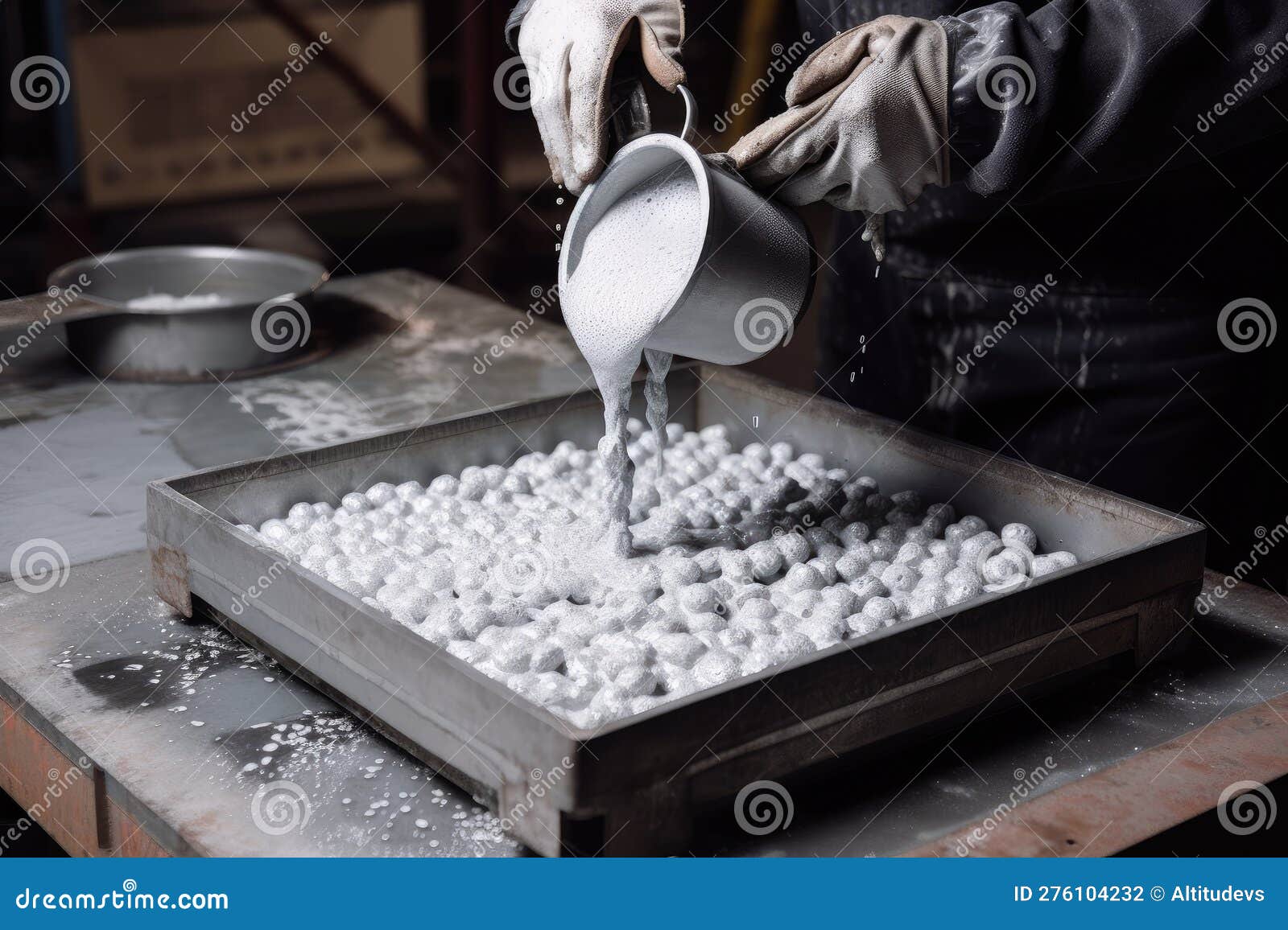 Aluminum Granule Being Poured into Mold for Casting Stock Illustration ...