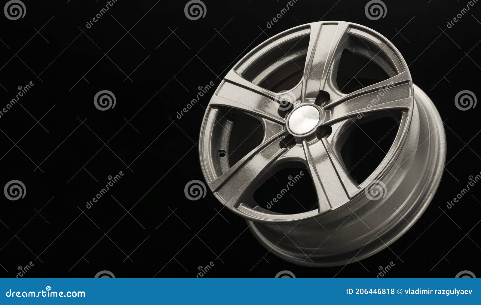 Aluminum Gray Alloy Wheel on Black Background, Copyspace Stock Photo ...