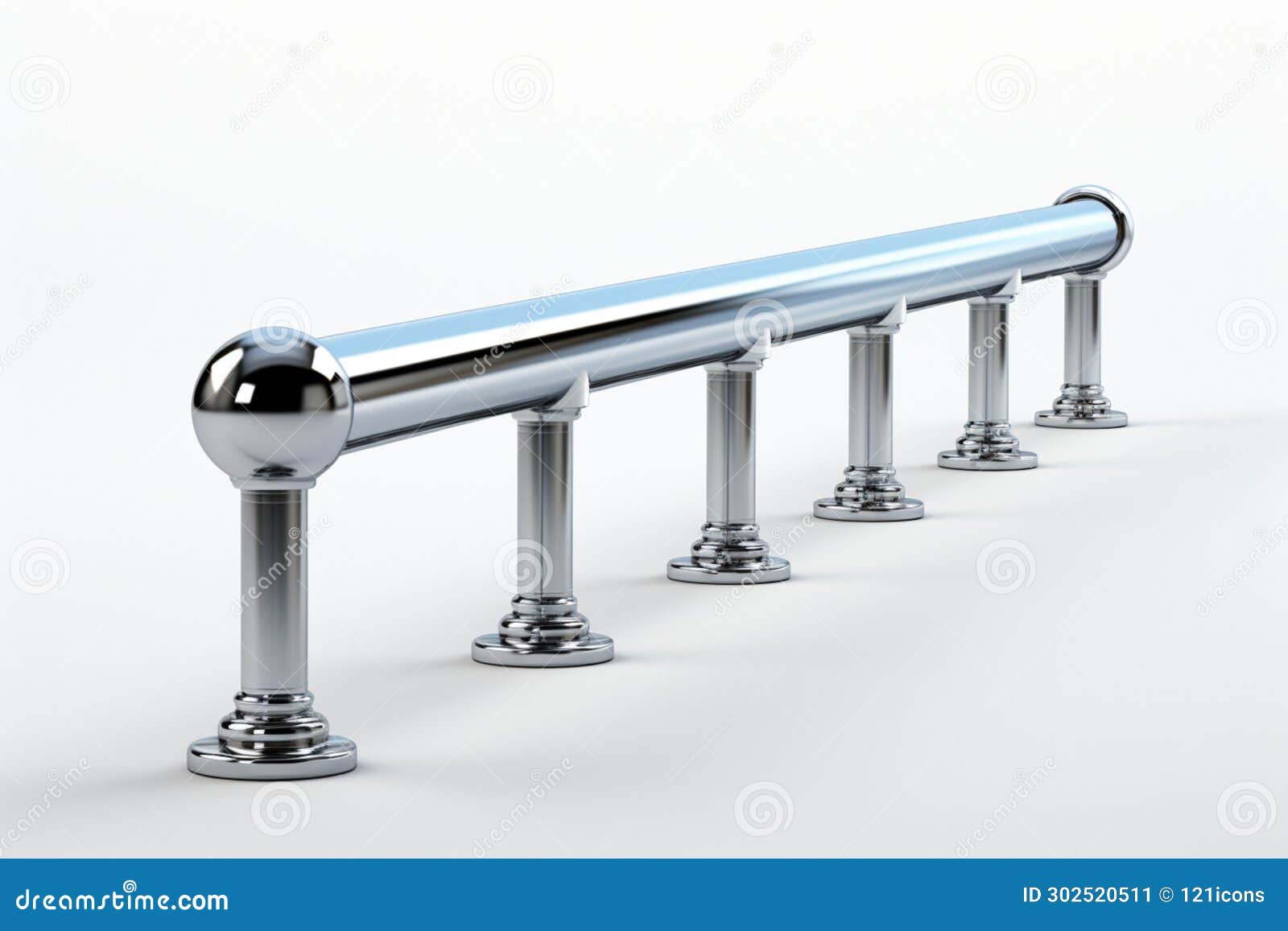 Aluminum Handrail on White Background Stock Illustration - Illustration ...