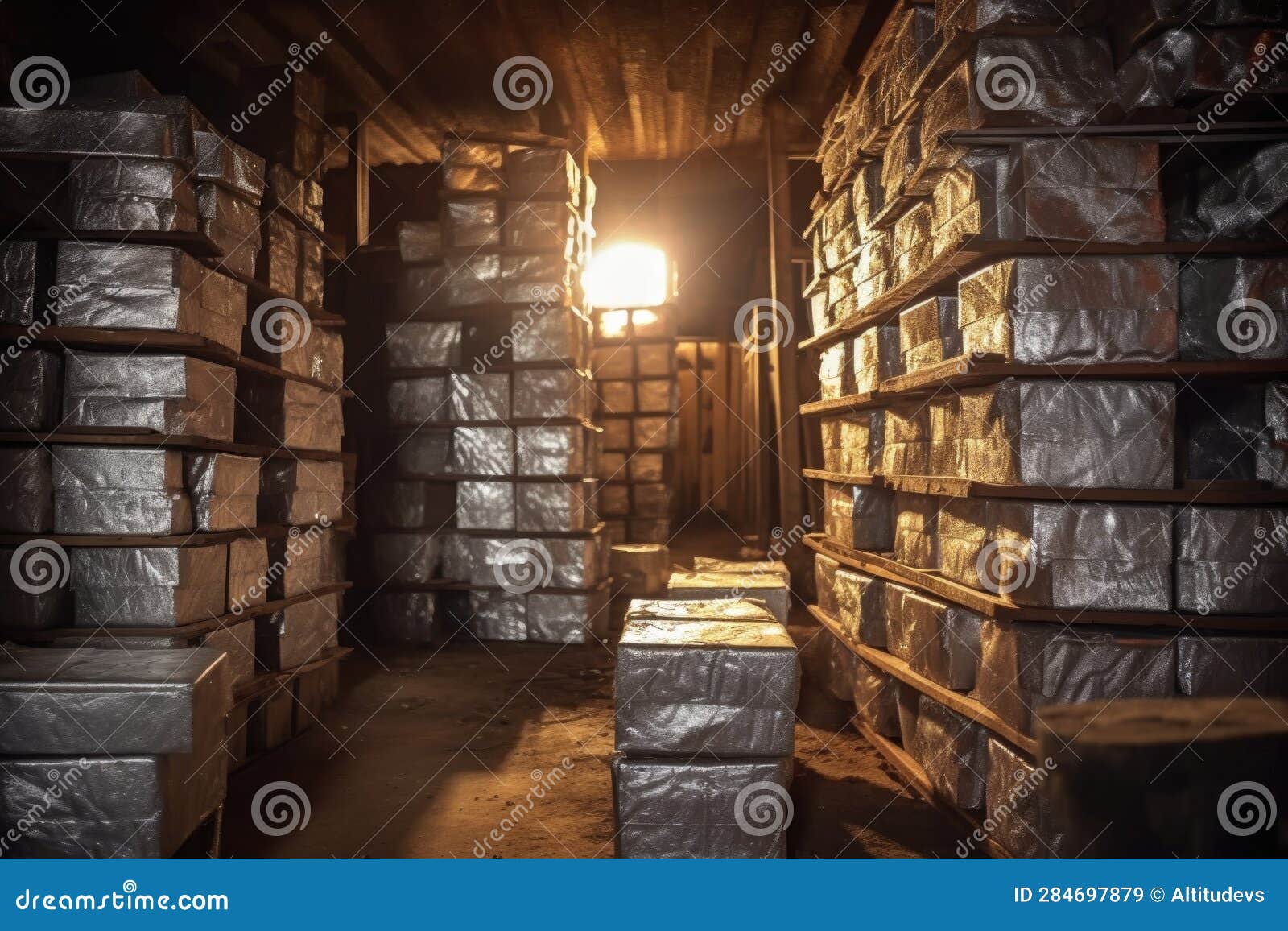 Aluminum Ingots Stacked in a Storage Area Stock Image - Image of ...