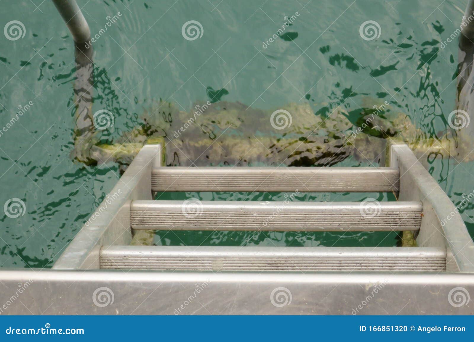 Aluminum Ladder Sinking into the Sea Water Stock Photo - Image of reach ...