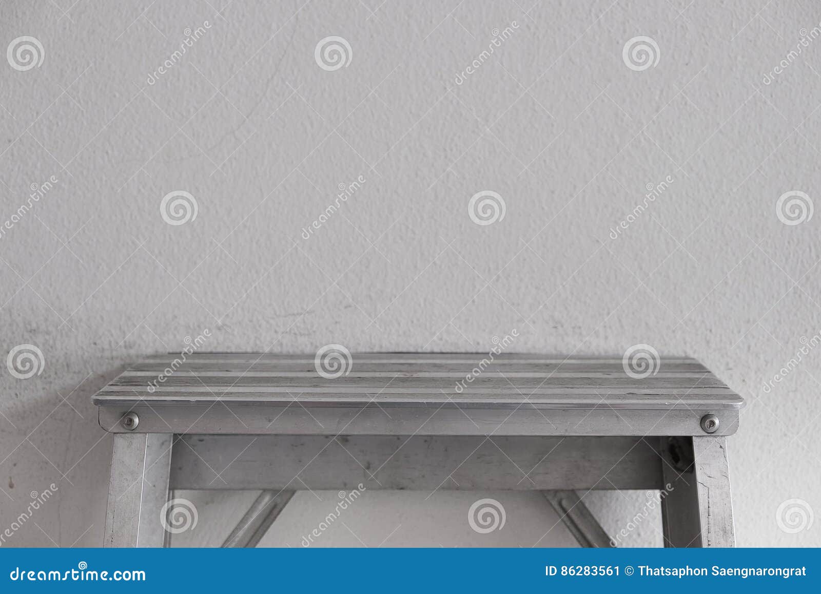 Aluminum Ladder on the Wall. Stock Image - Image of rustic, background ...