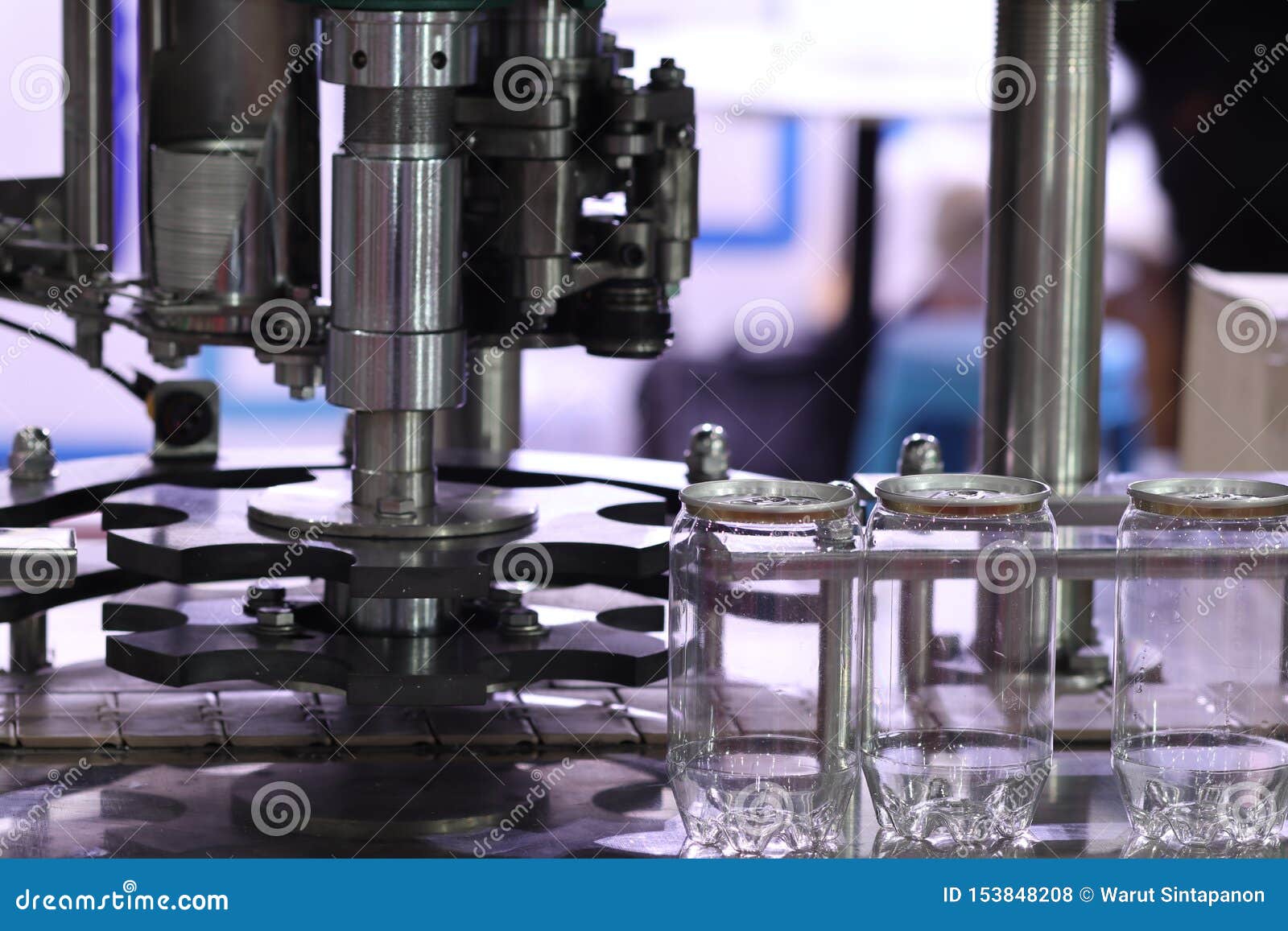 Aluminum Lid Packing Machine for Plastic Can Stock Photo - Image of ...