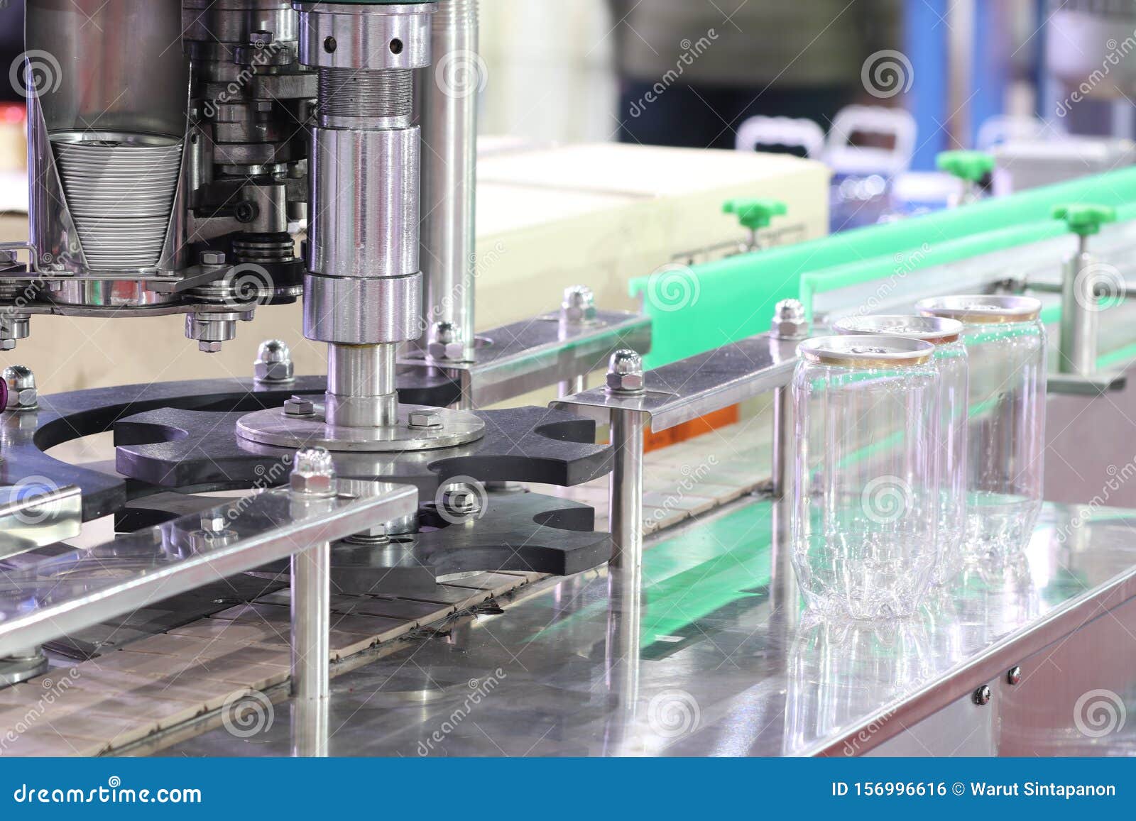 Aluminum Lid Packing Machine for Plastic Can Stock Photo - Image of ...