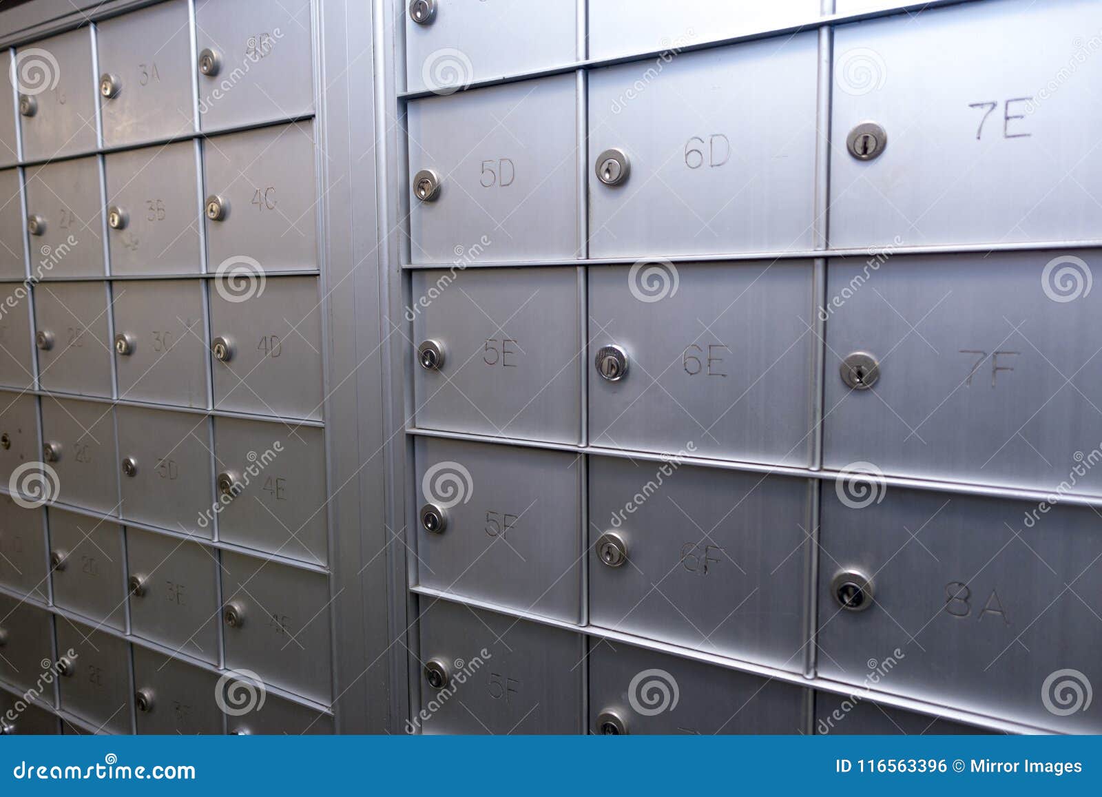 Personal Mailbox Locks in an Urban Building Stock Photo - Image of ...