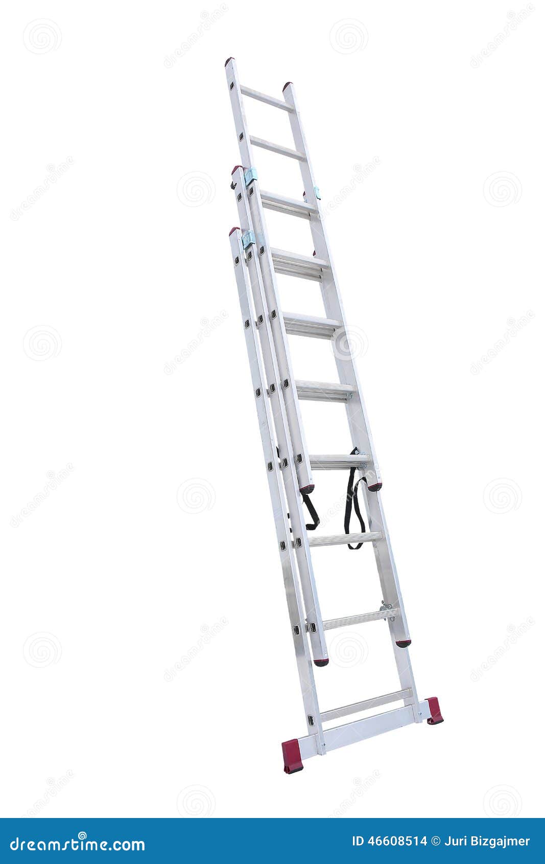 Aluminum Foldable Ladder And The Shadow At White Cement Wall. Royalty ...