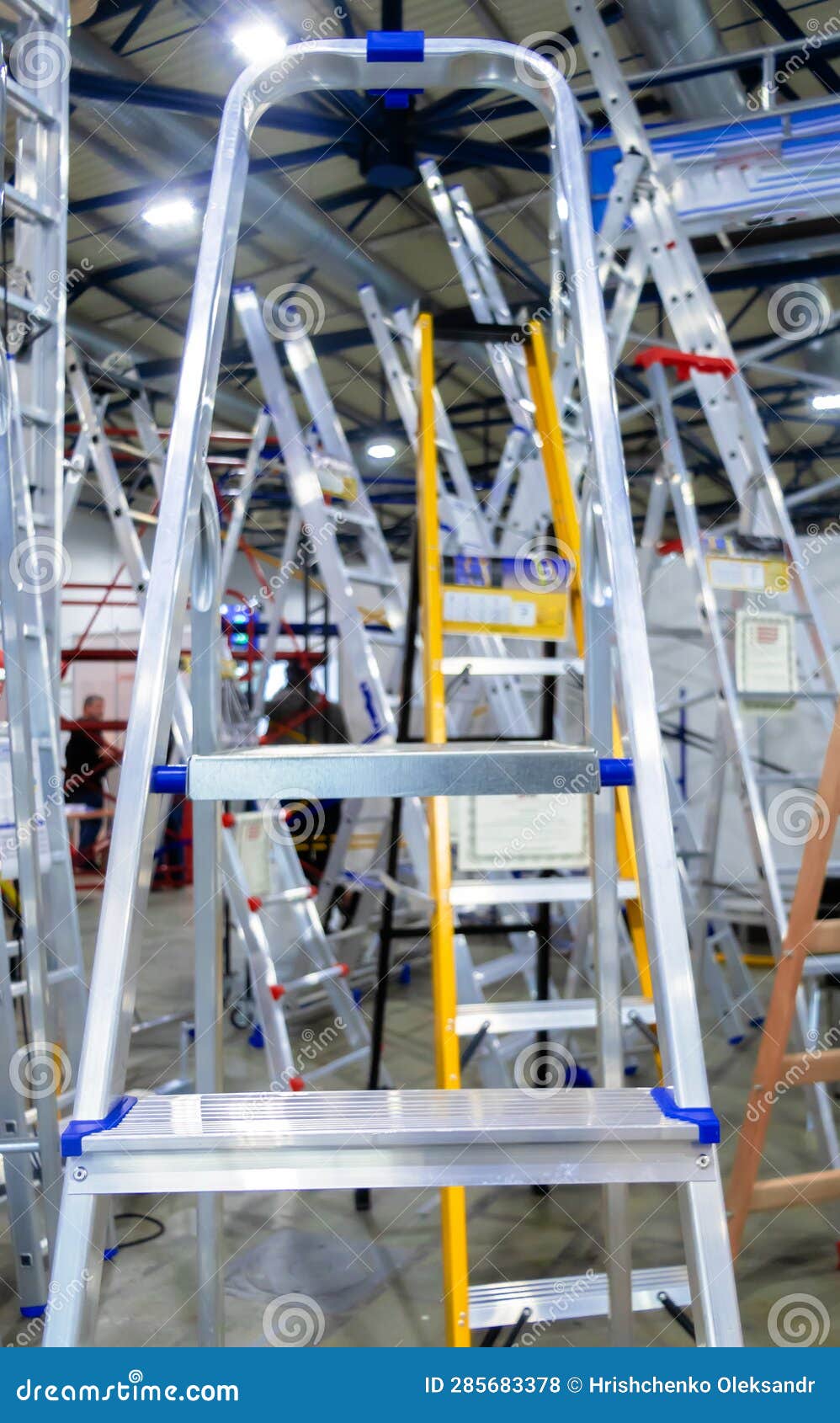 Aluminum One-sided Ladders Indoors Close-up Stock Photo - Image of ...