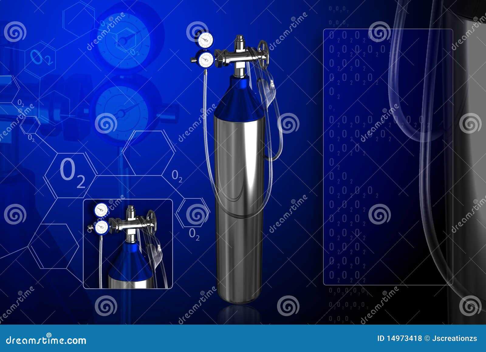 Aluminum Oxygen Tank with Regulator Stock Illustration - Illustration ...