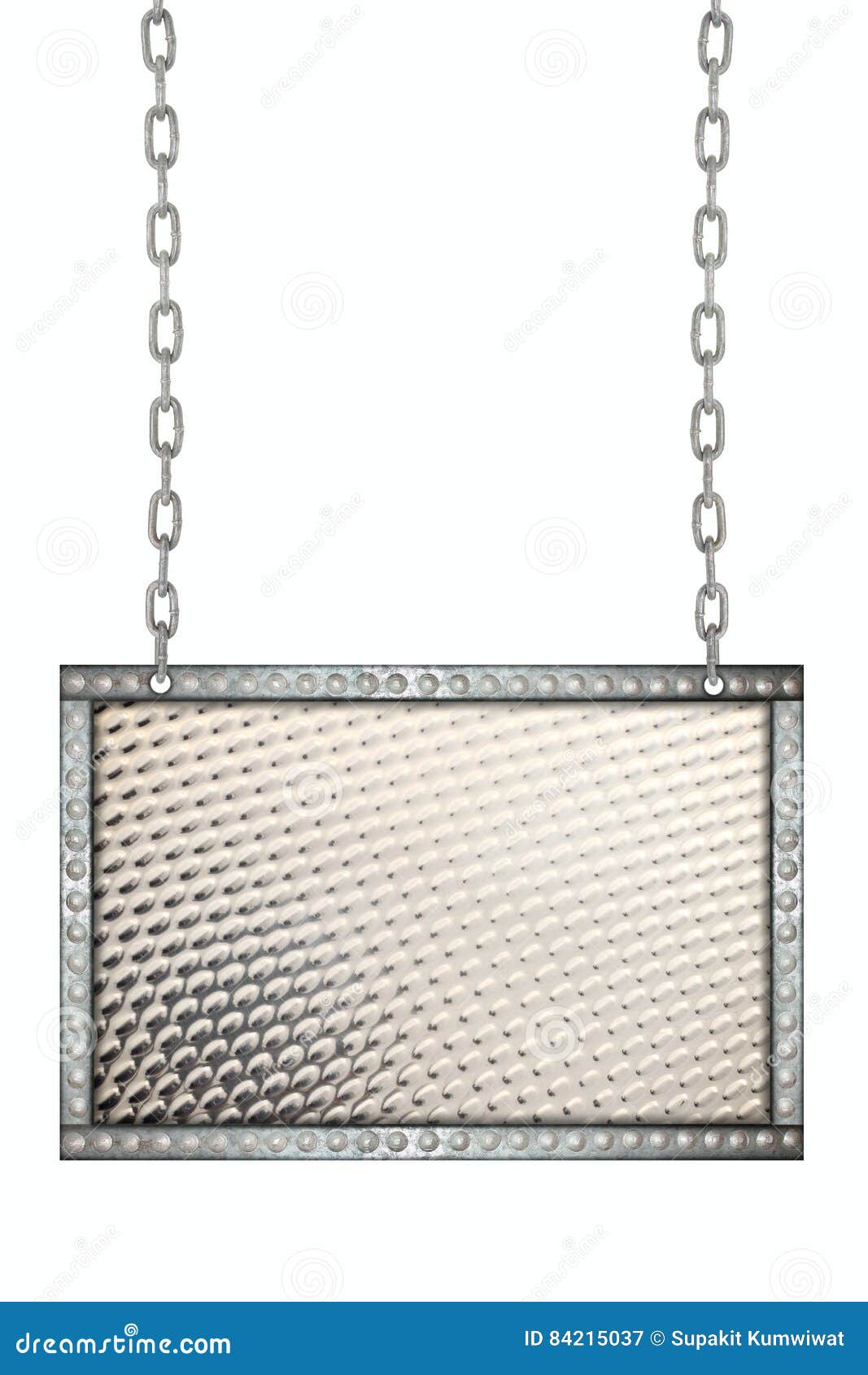 Aluminum Plate Signboard Hanging on Chains Isolated Stock Image - Image ...