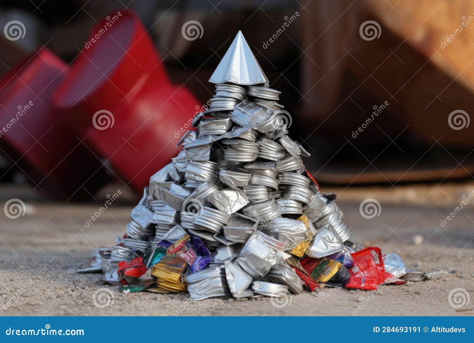 Aluminum Recycling Symbol on Pile of Cans Stock Image - Image of reuse ...