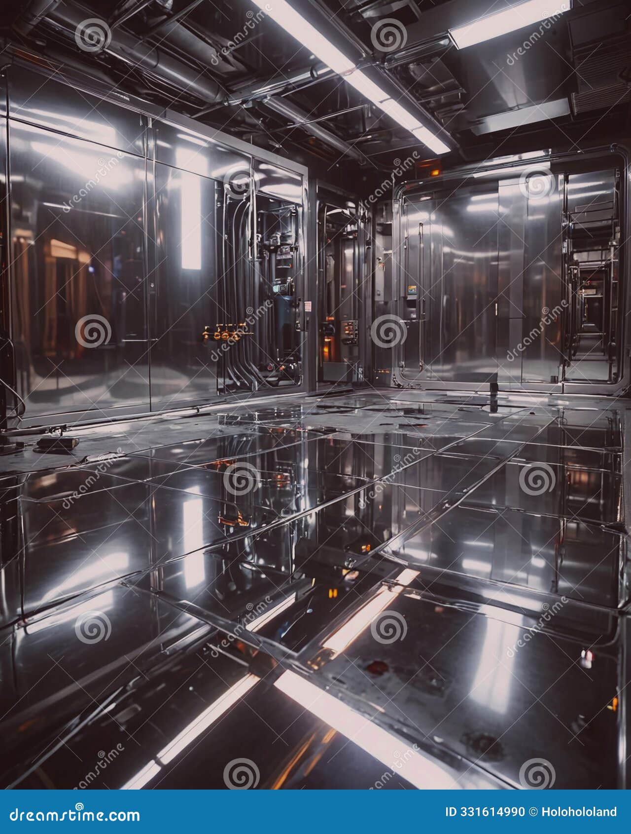 Aluminum Room that Looks Shiny and Mysterious Stock Illustration ...
