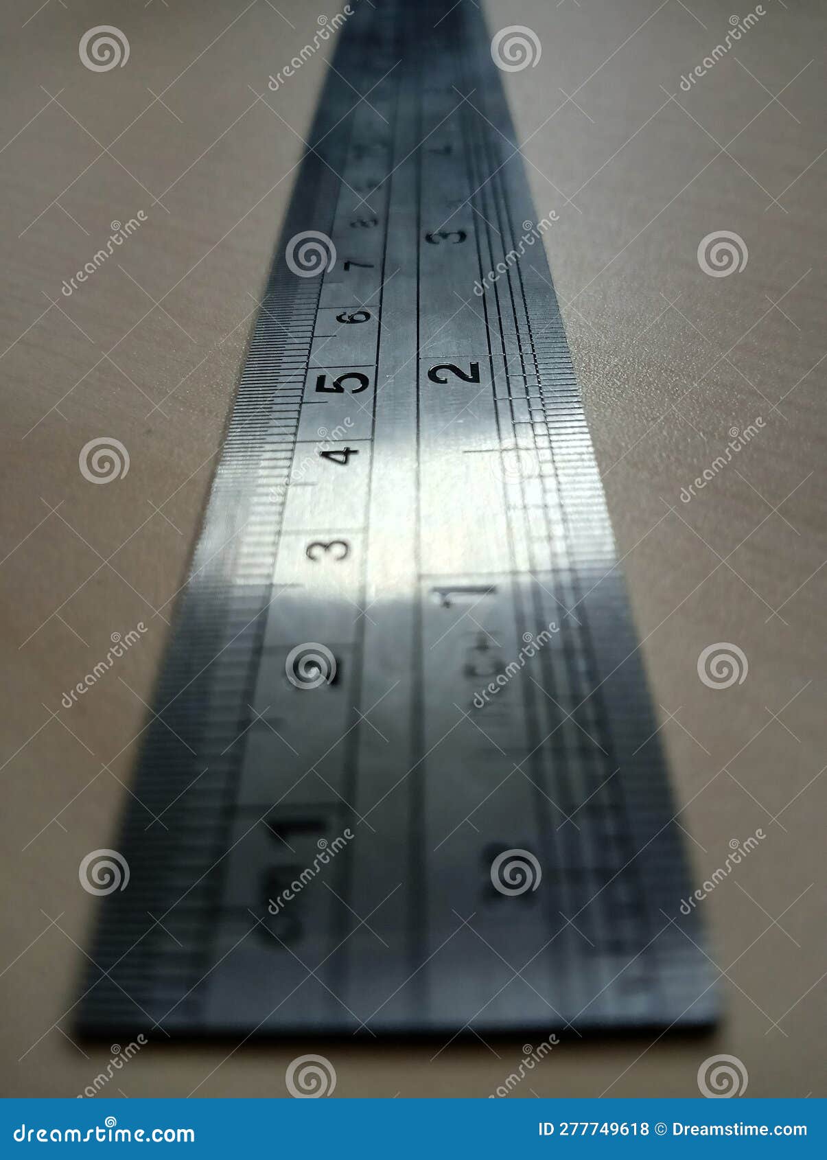 Aluminum Ruler on the Table Stock Photo - Image of 12345, ruler: 277749618