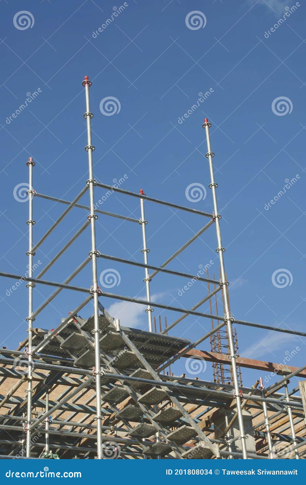 Aluminum Scaffolding & Ladder at a Construction Site with Blue Sky ...
