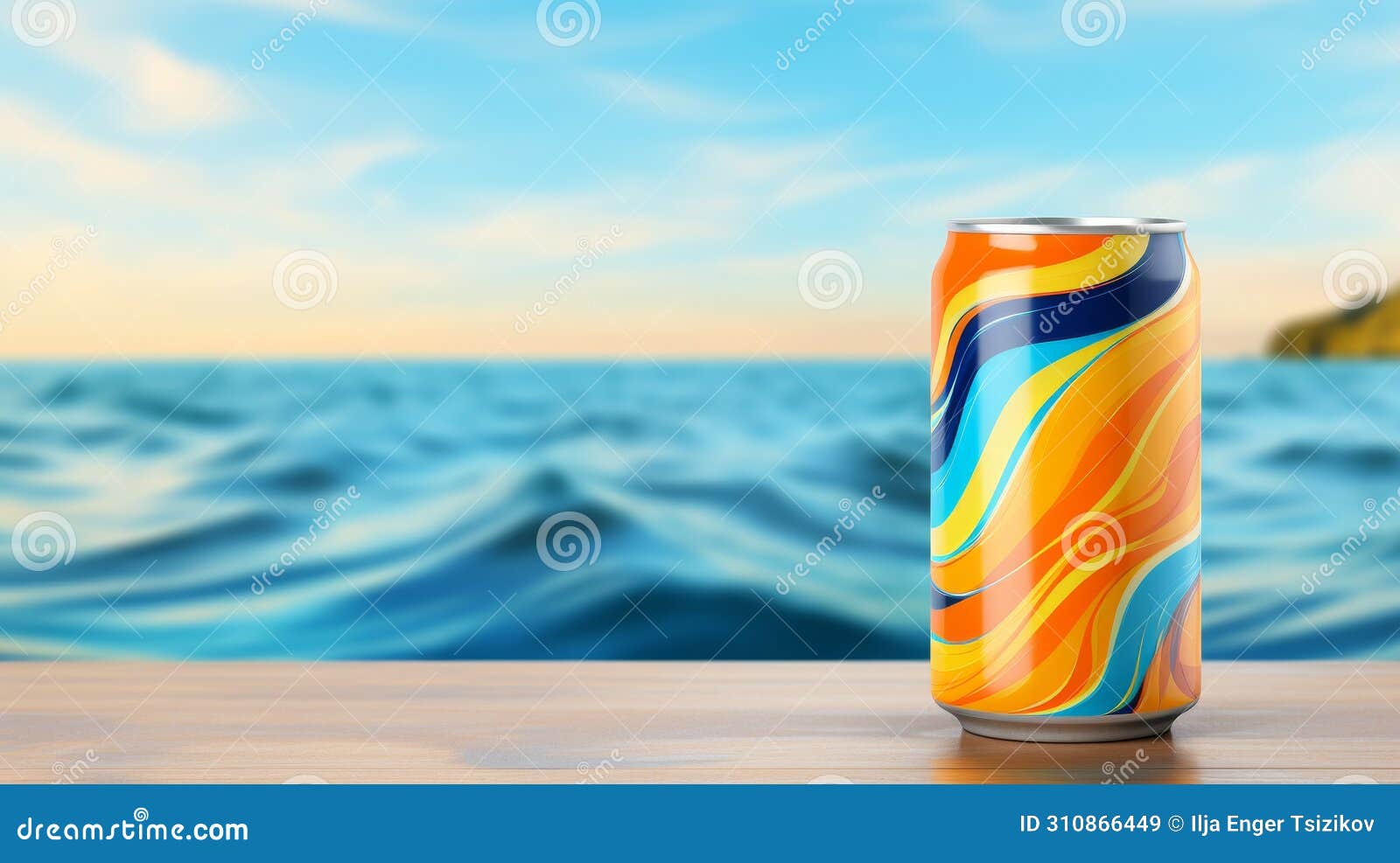 Aluminum Soda Can Mockup on Abstract Background with Ample Copy Space ...