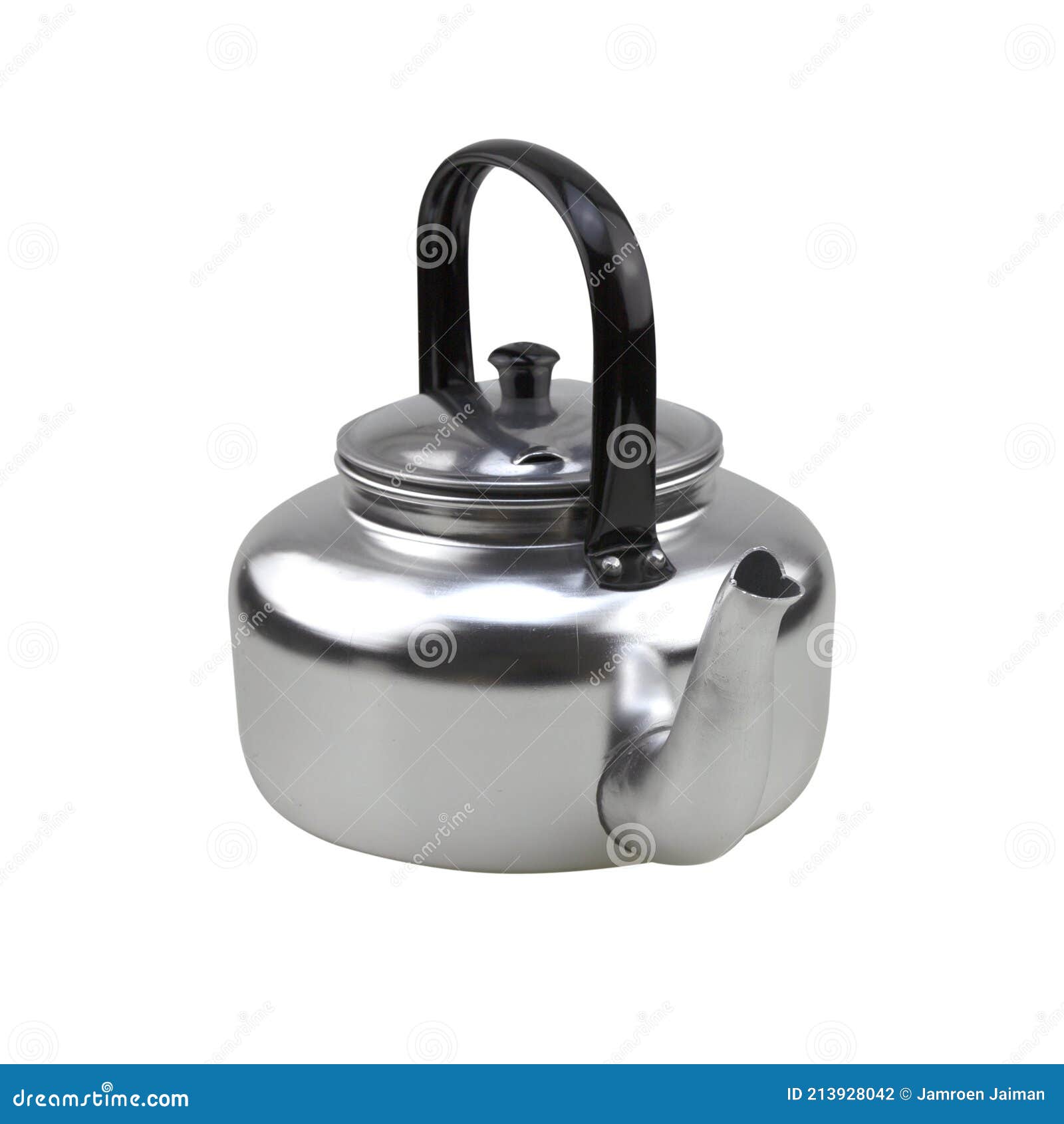Aluminum Tea Pot Kettle Isolated on White Stock Photo - Image of white ...