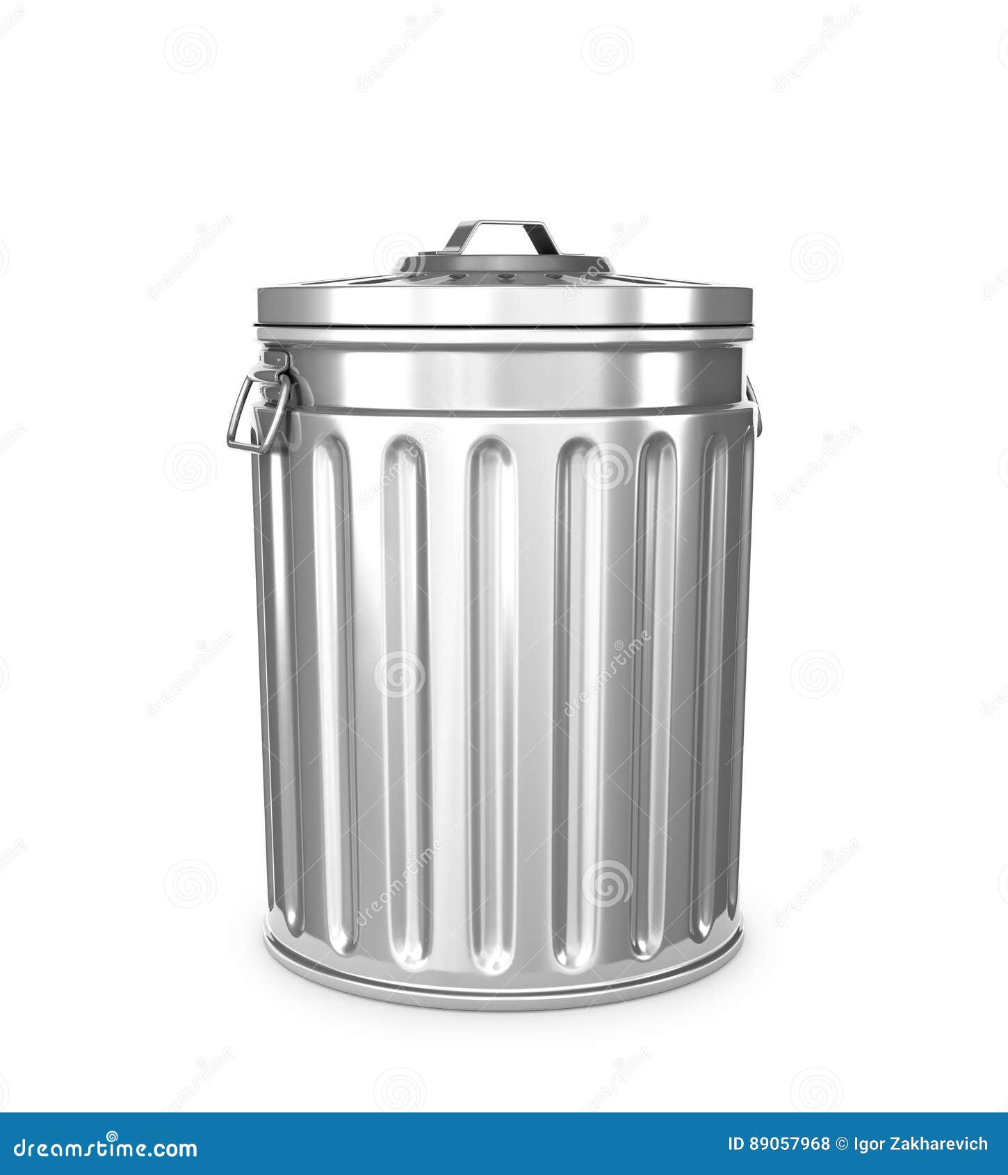 Aluminum Trash Container Isolated on White. Stock Illustration ...