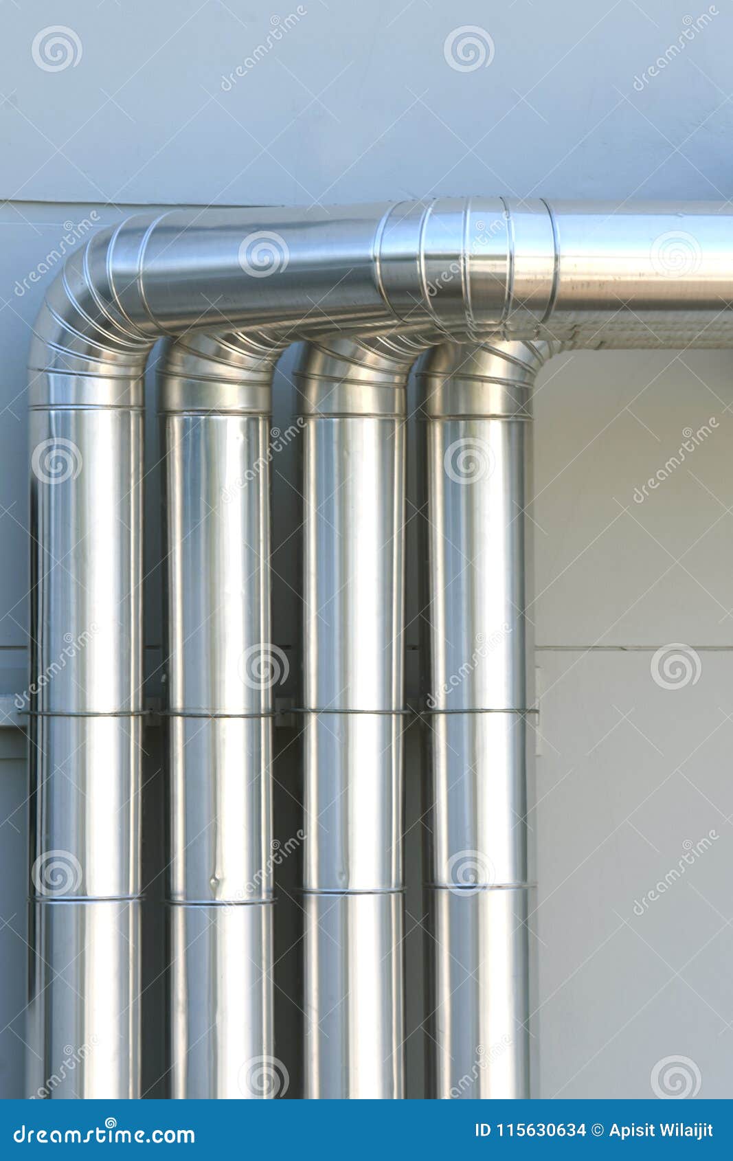 Aluminum Ventilation Air Pipes in Building. Stock Photo - Image of ...