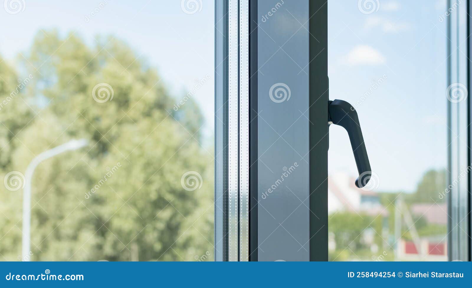 Aluminum Windows with Handles Stock Photo - Image of open, design ...