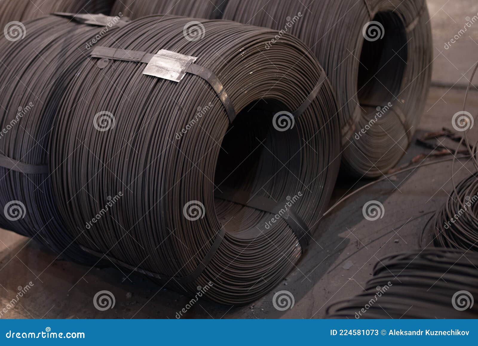 Aluminum wire in a coil stock image. Image of aluminum - 224581073