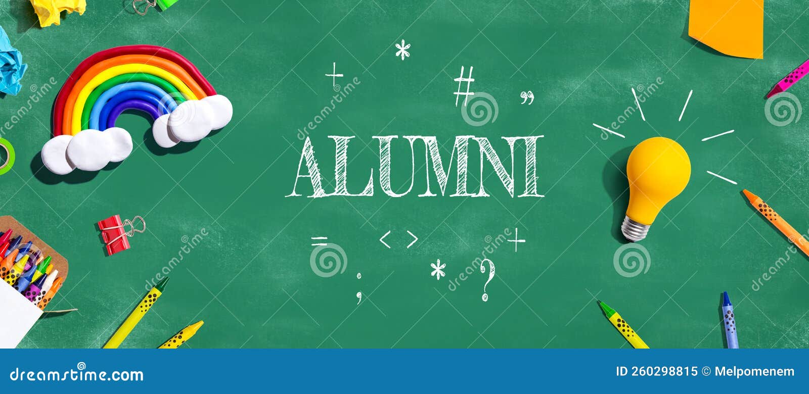 Alumni Theme with School Supplies - Flat Lay Stock Image - Image of ...