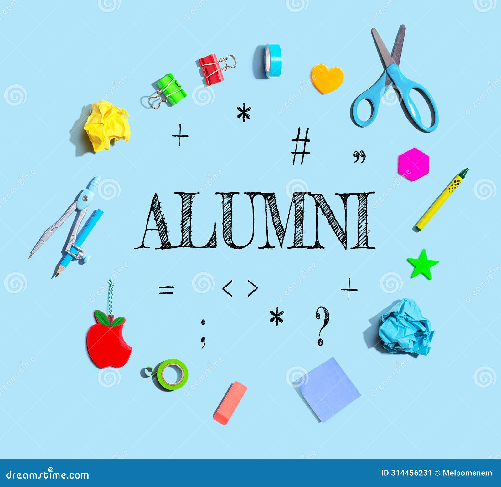 Alumni Theme with School Supplies - Flat Lay Stock Image - Image of ...