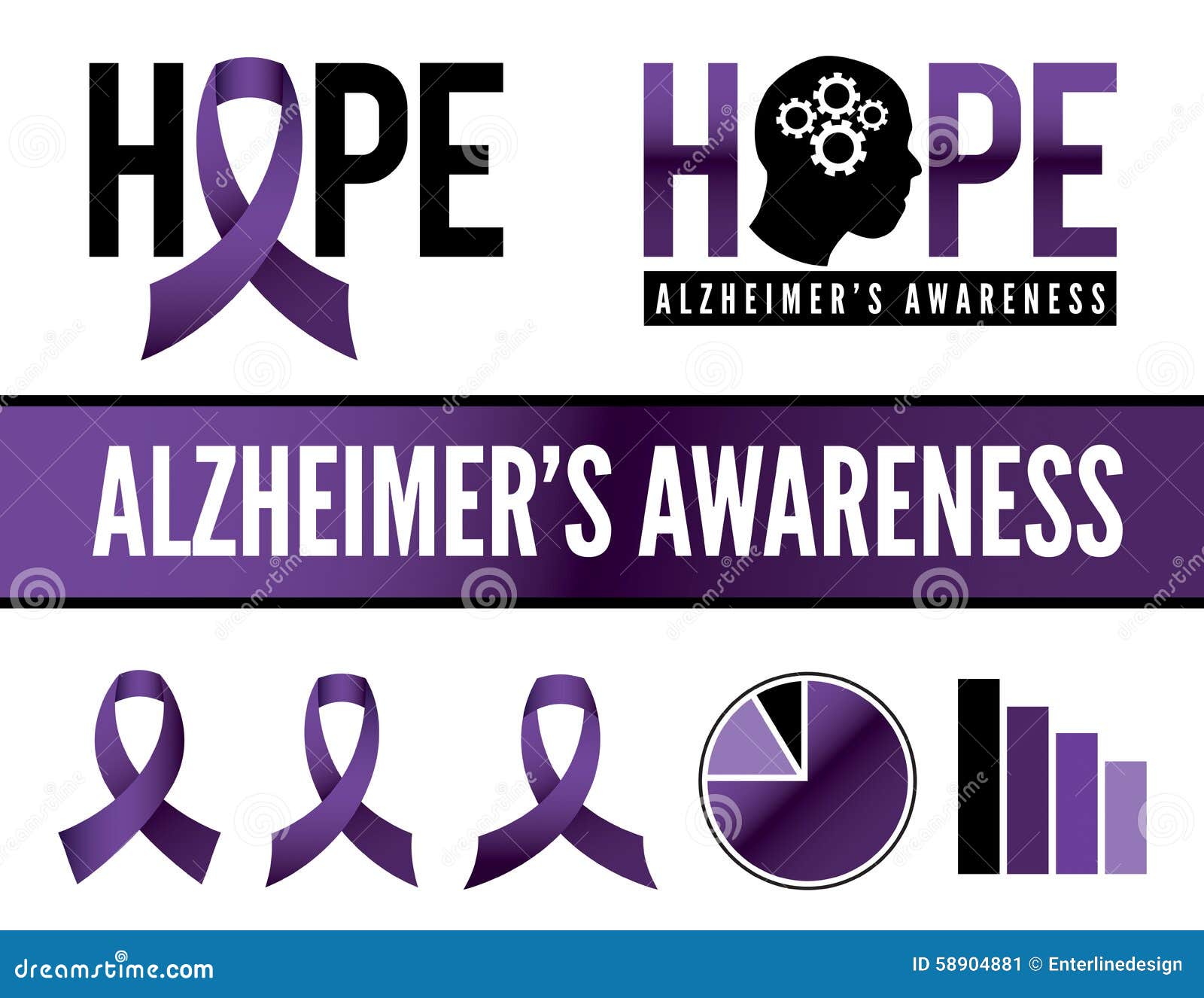 Alzheimer S Disease Awareness Icons and Graphics Stock Illustration ...