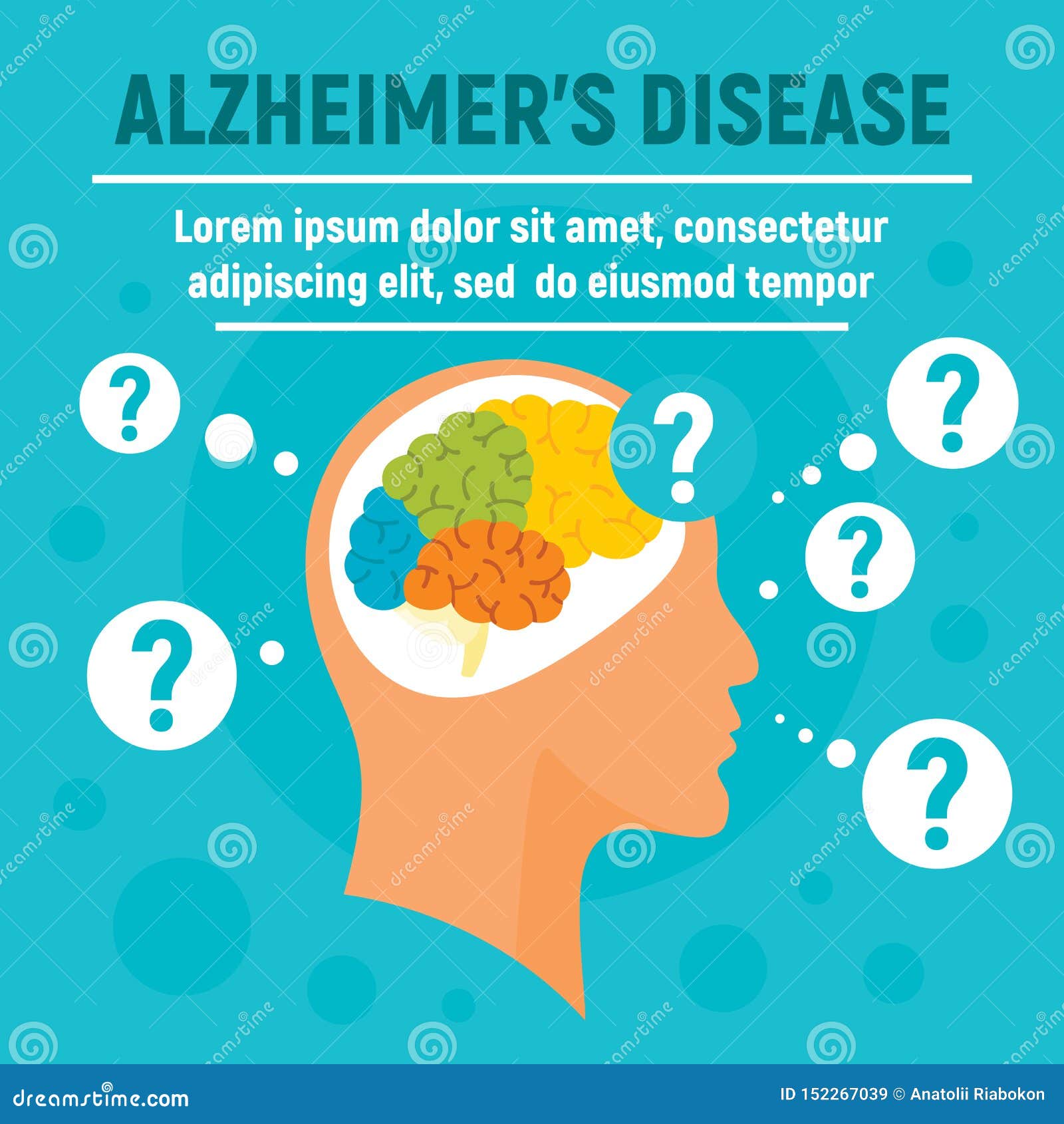Alzheimers Disease Concept Background Flat Style Stock Vector
